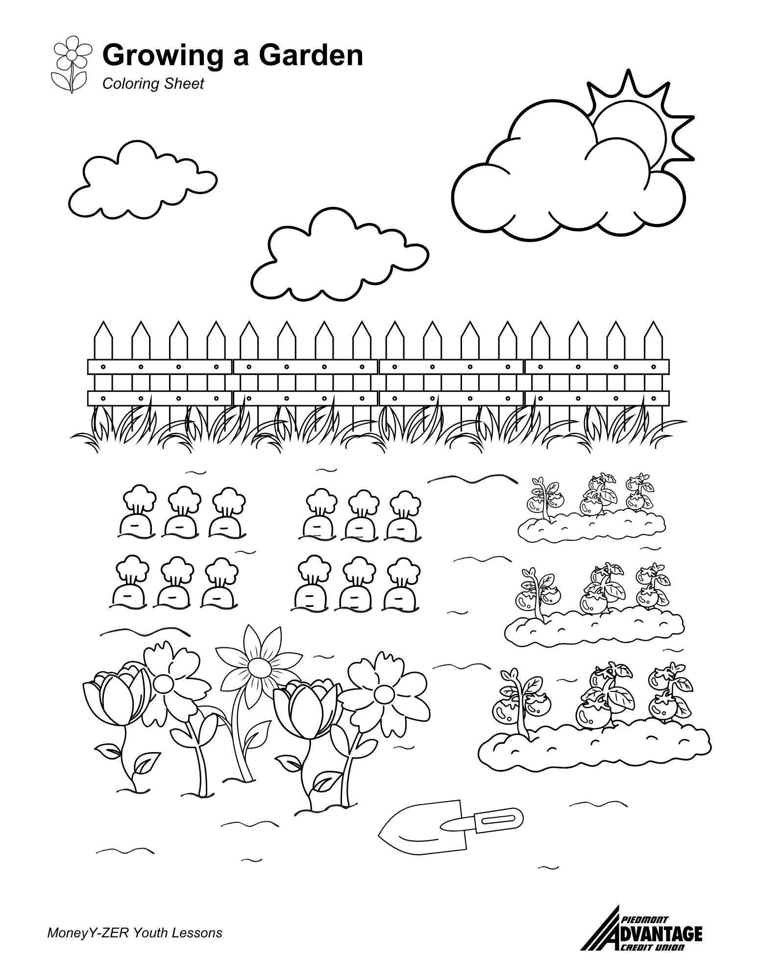 Growing a Garden Coloring Sheet - Piedmont Advantage Credit Union ...